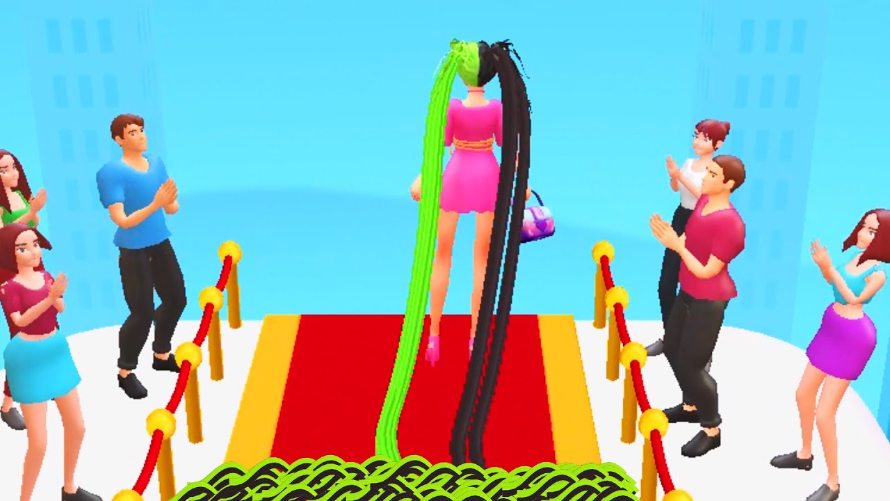 HAIR CHALLENGE game CRAZY HAIR GIRL 🌈💇‍♀️💚 Gameplay All Levels ...