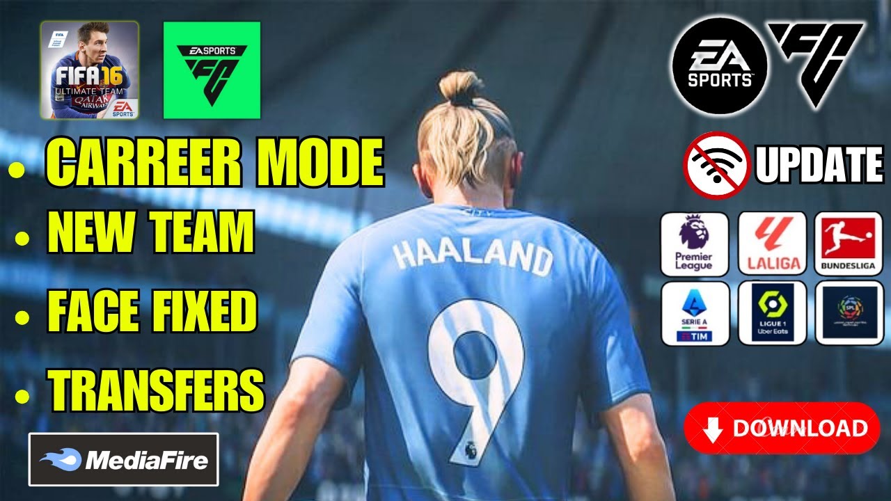 FIFA 16 MOD EA SPORTS FC NEW UPDATE TRANSFERS 2023/24 & KITS OFFLINE ...