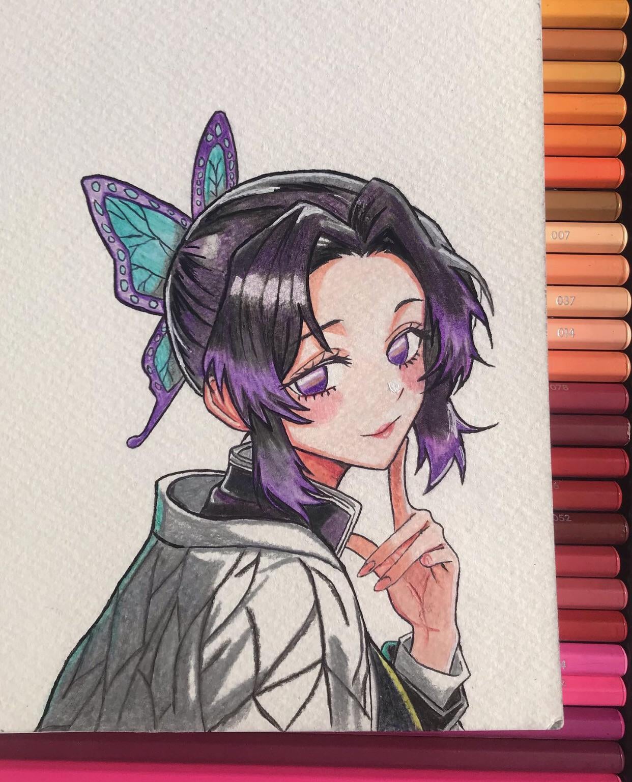 My work with pencil colours for shinobu kocho (demon slayer) - MAG.MOE