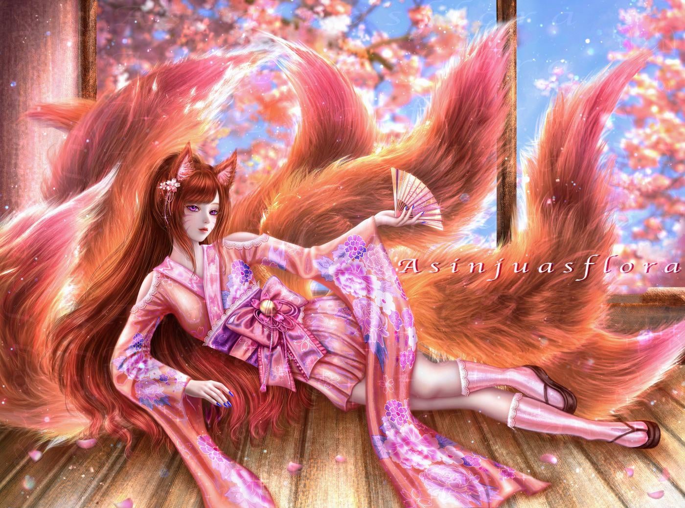 Japanese Kitsune OC art, digital, by me, 2024 - MAG.MOE