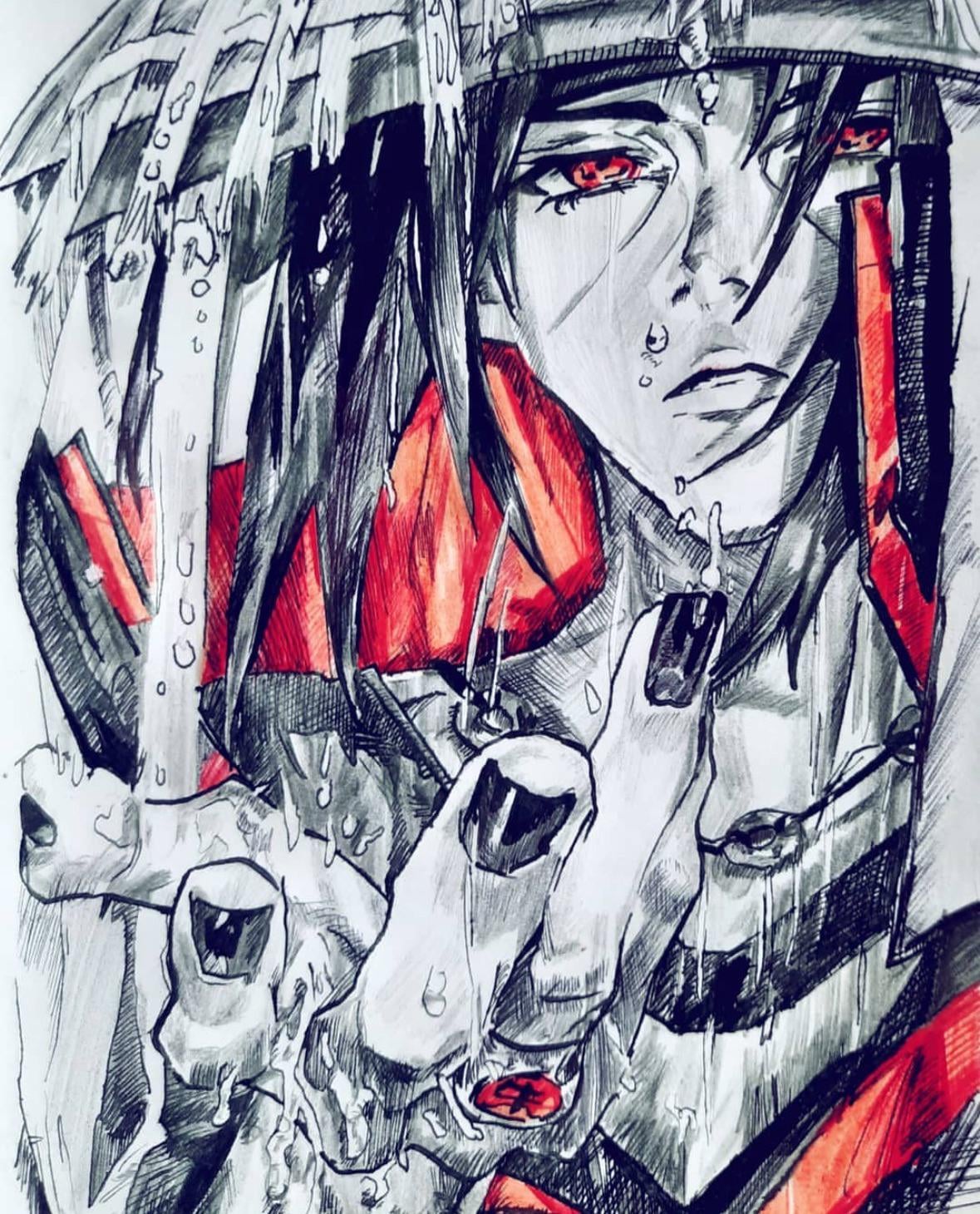 My sketch of Itachi. Drawn with a ball point pen - MAG.MOE