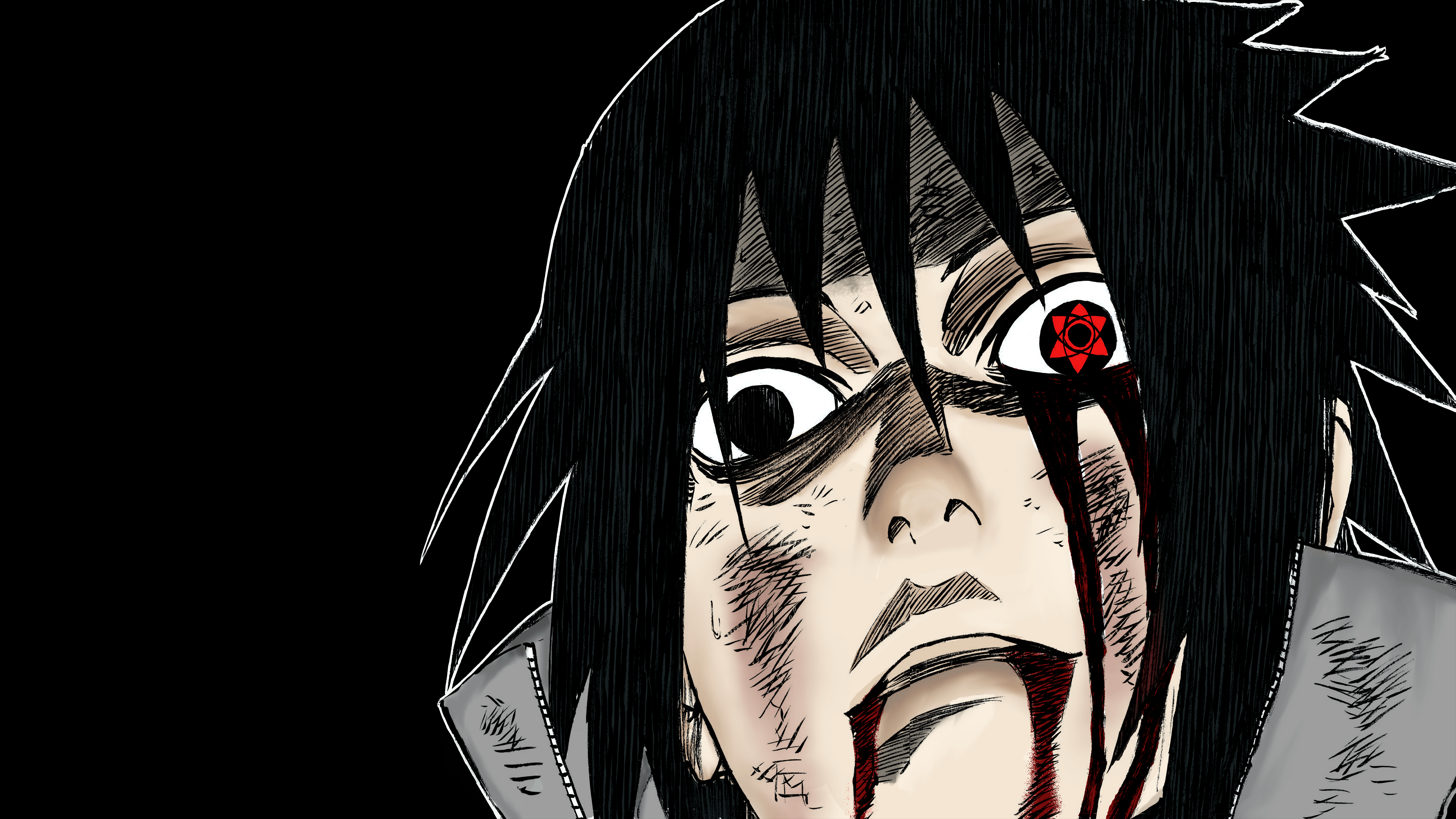 Colored this iconic panel of Sasuke.(My first coloring project) - MAG.MOE