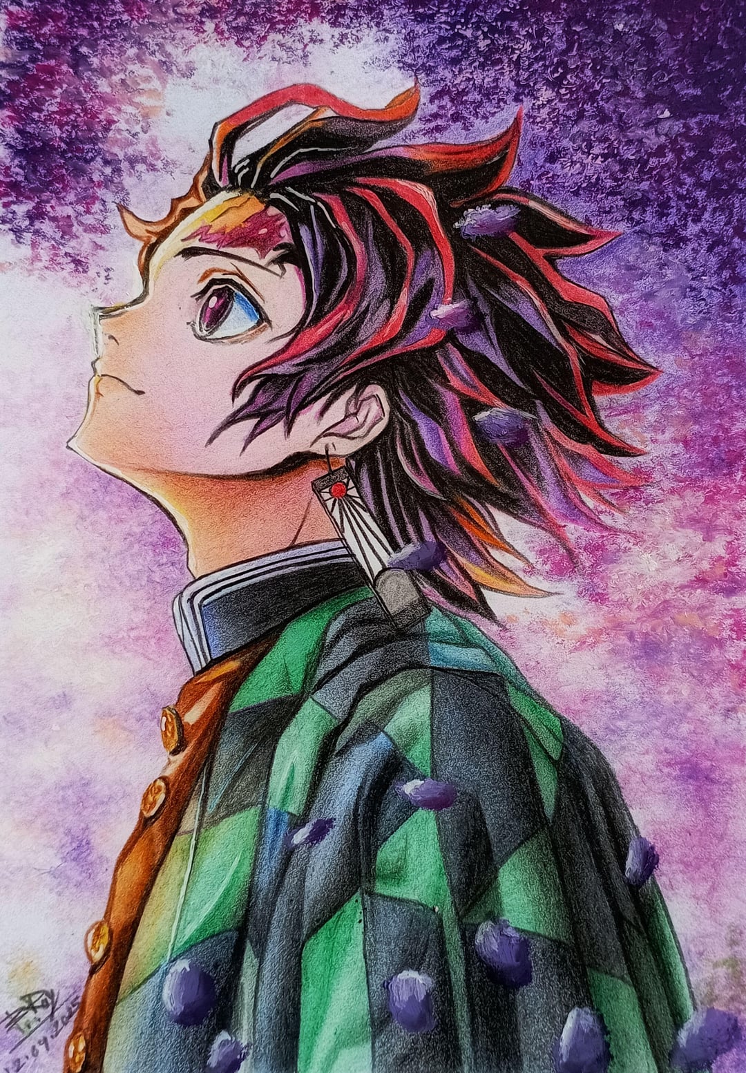 I finished it just now with colored pencils & oil pastel.. Let's see if ...
