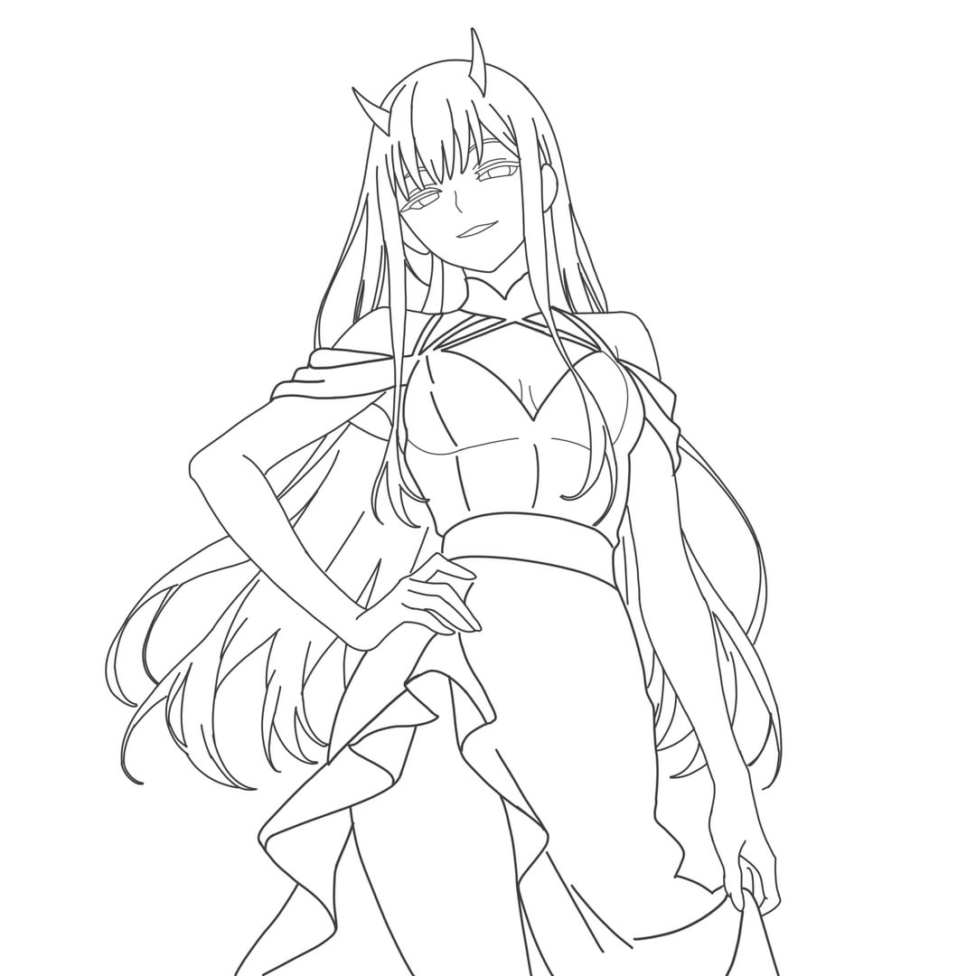 Zero Two-Clean anime lineart → final illustration - MAG.MOE